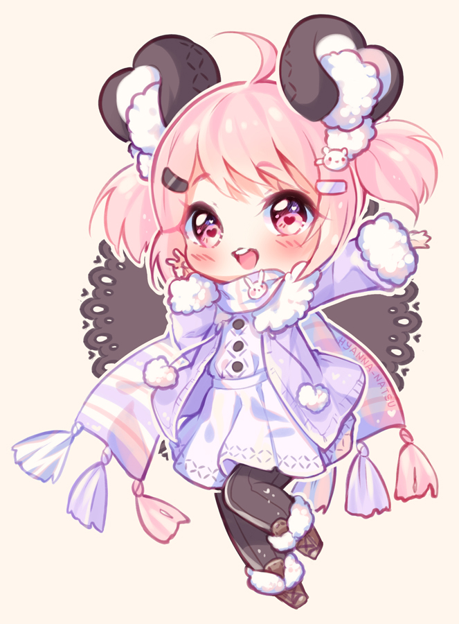 Safebooru - 1girl :d ahoge ankle boots arms up artist name bangs black ...