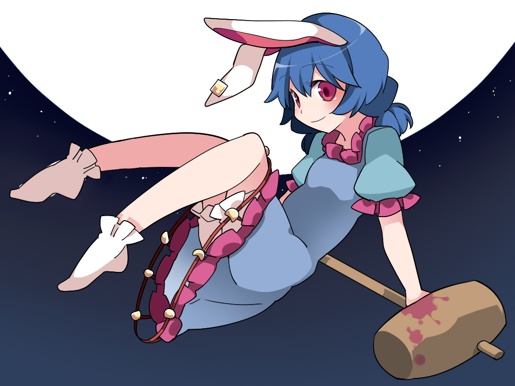 Safebooru - 1girl animal ears bloomers blue dress blue hair commentary request dress ear ...