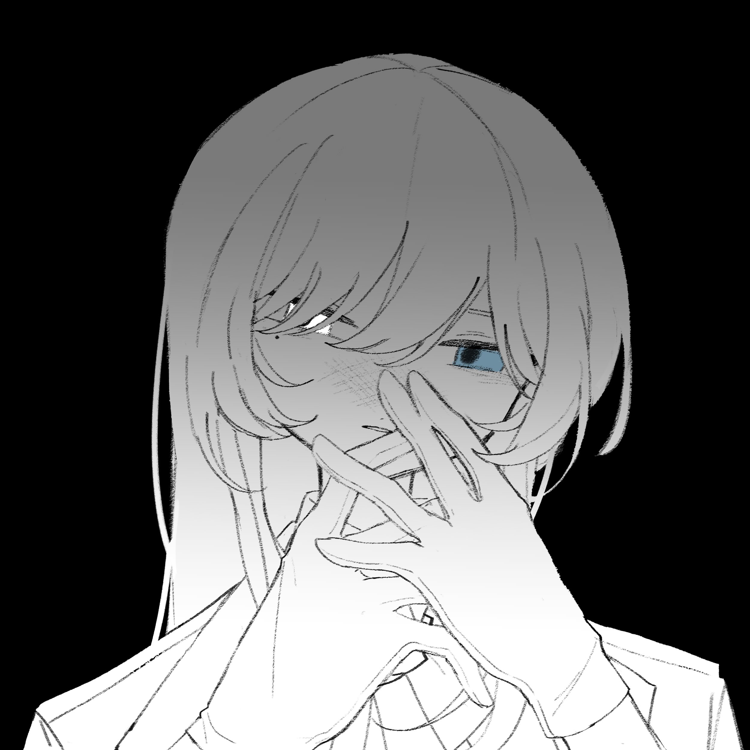 Safebooru - 1girl absurdres ado (utaite) black background blue eyes ...