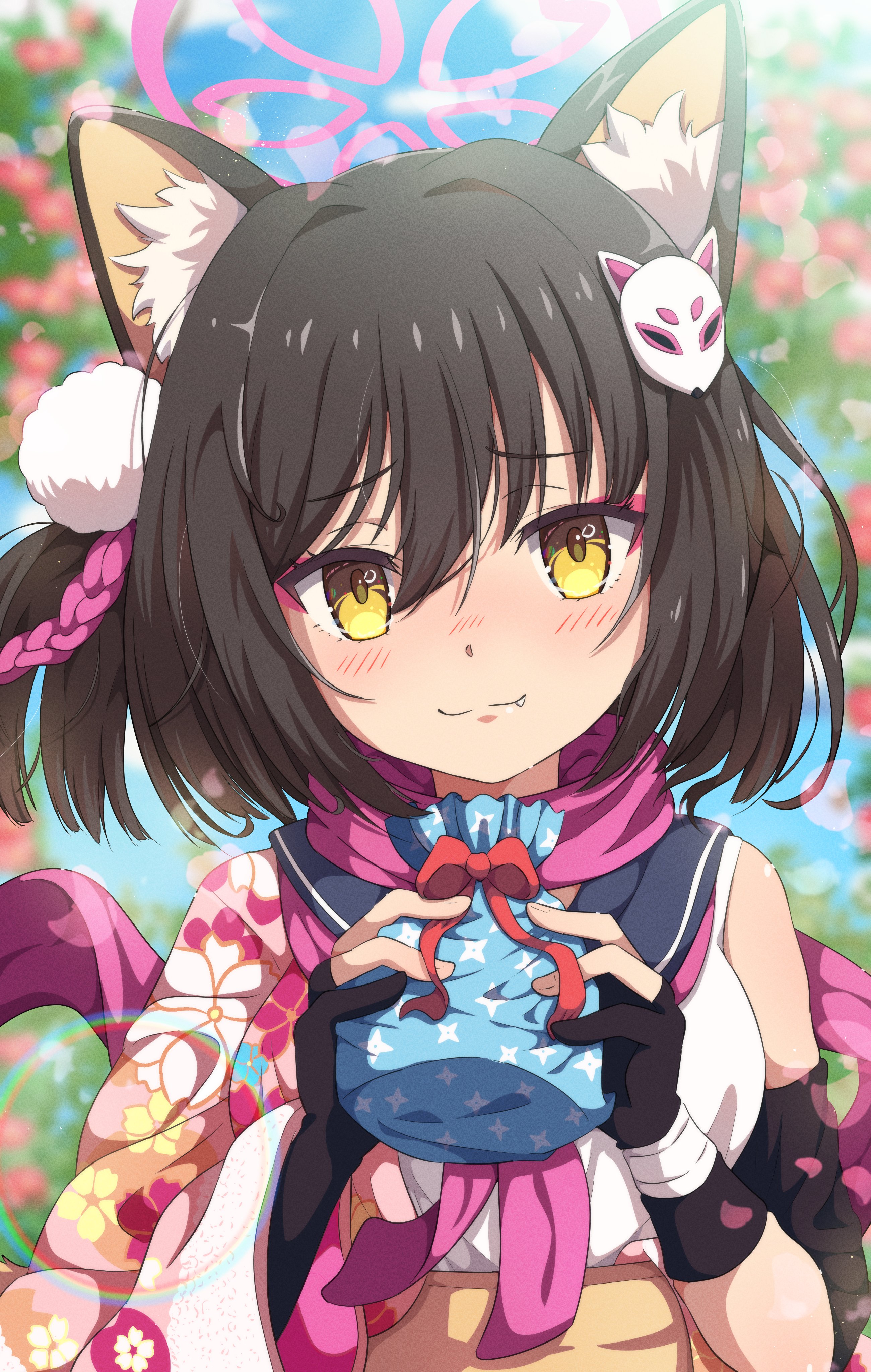 Safebooru - 1girl absurdres animal ear fluff animal ears black gloves black hair blue archive ...