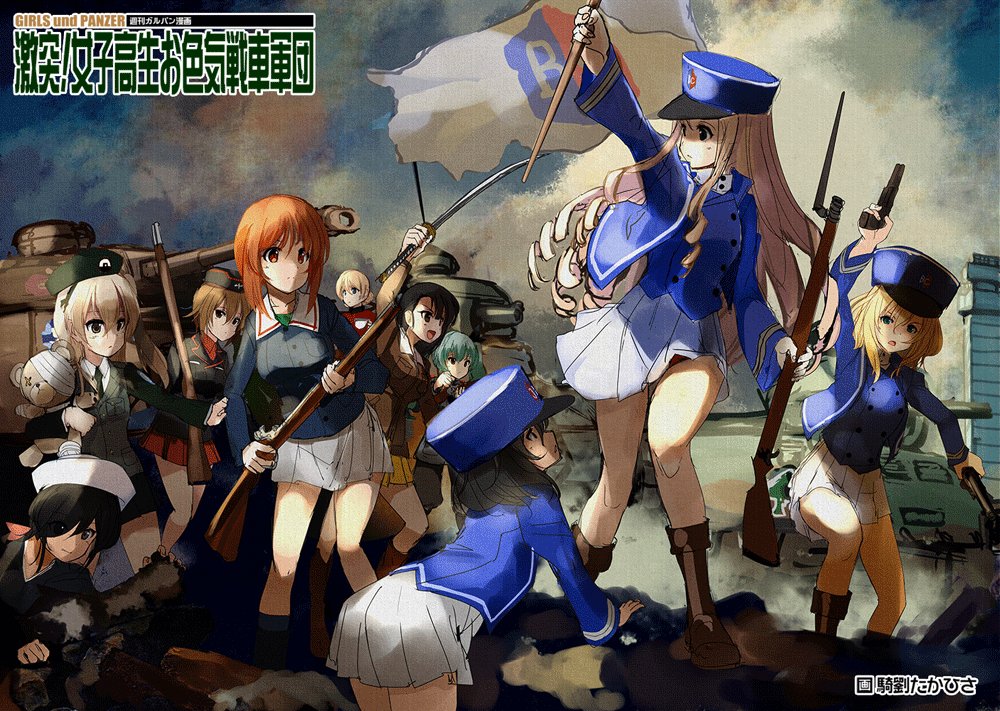 Safebooru - 6+girls anchovy andou mahoro asymmetrical bangs bangs bc freedom (emblem) bc freedom ...