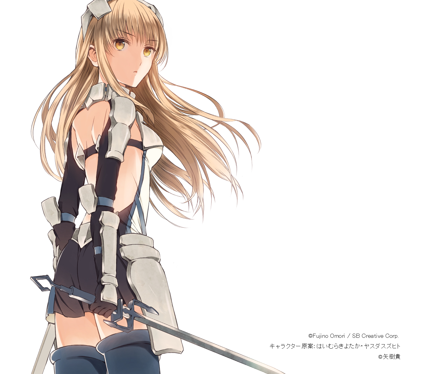 Safebooru - 1girl aiz wallenstein armor bare back black skirt blonde hair blue footwear boots ...
