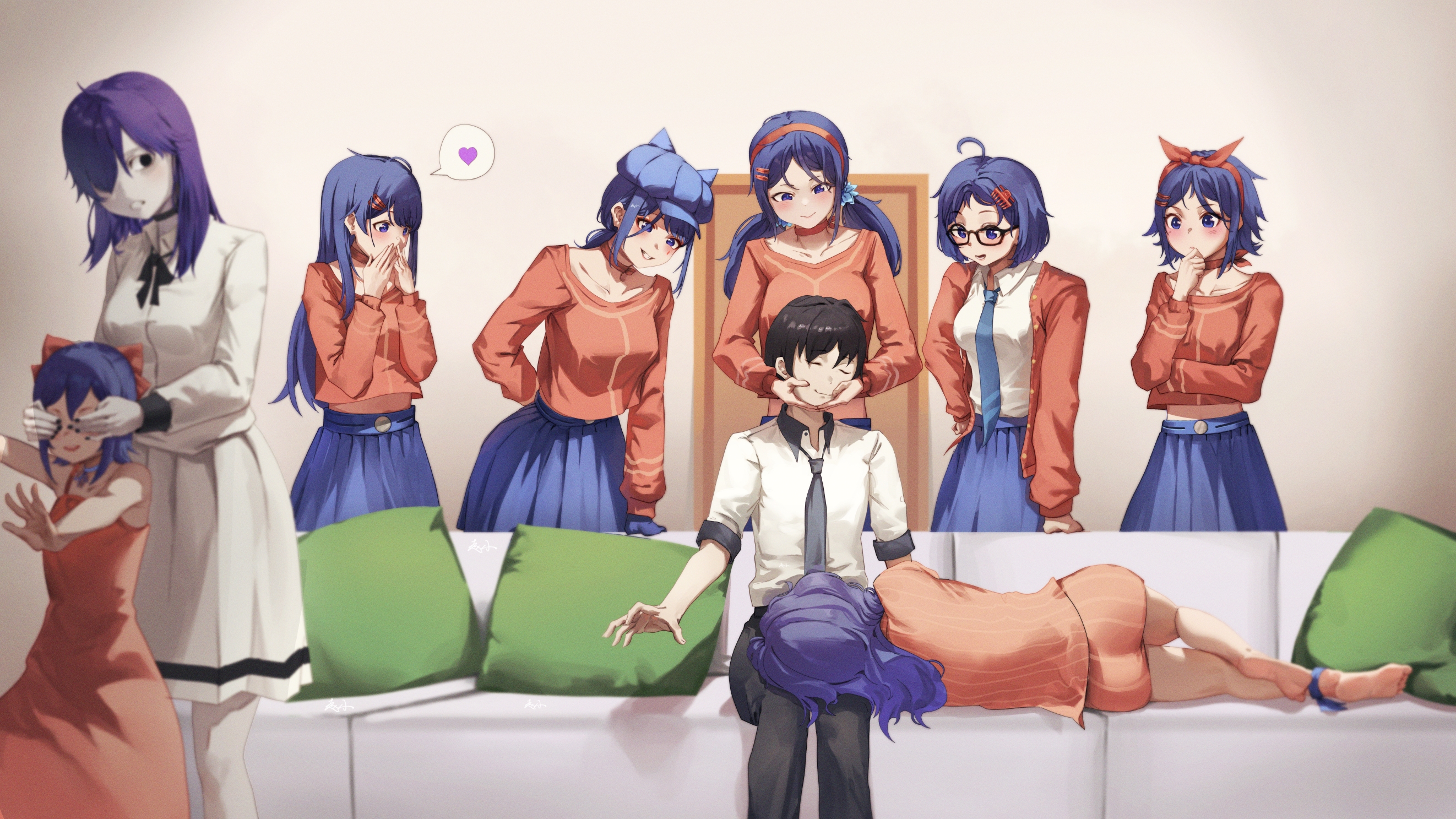 Safebooru - 1boy ahoge animal ears arm behind back bare shoulders barefoot black choker black ...