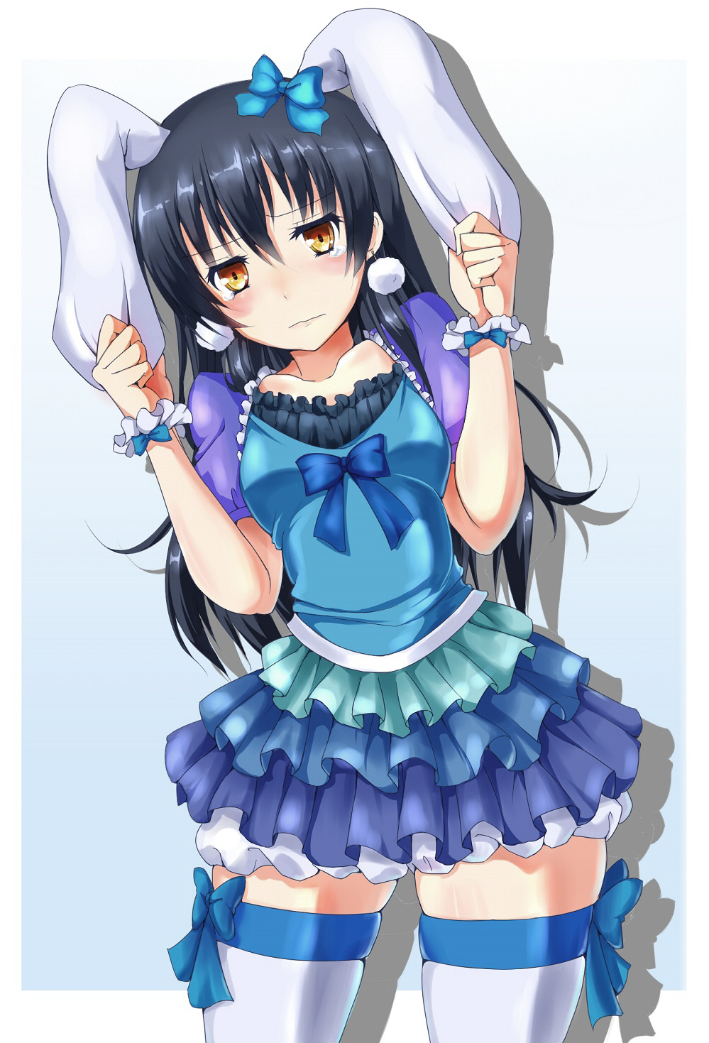 Safebooru - 1girl animal ears artist request bangs blue dress blue hair blue ribbon bunny girl ...