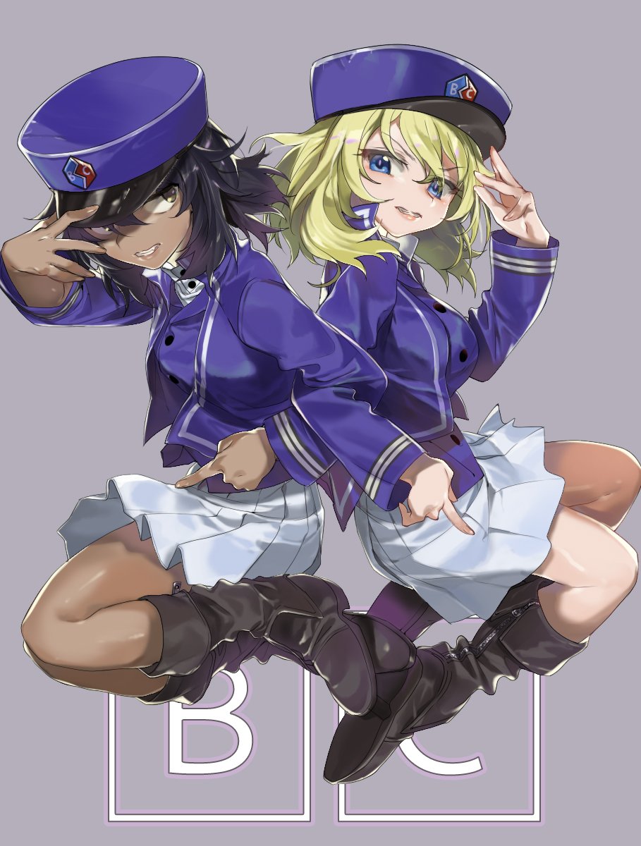 Safebooru - 2girls andou (girls und panzer) bc freedom (emblem) bc freedom military uniform ...