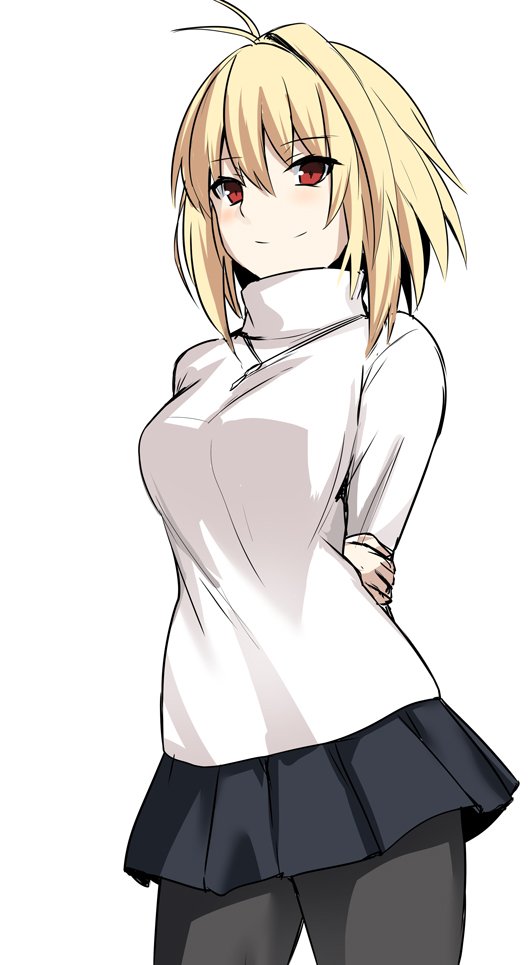Safebooru - 1girl arcueid brunestud arms behind back black skirt blonde ...