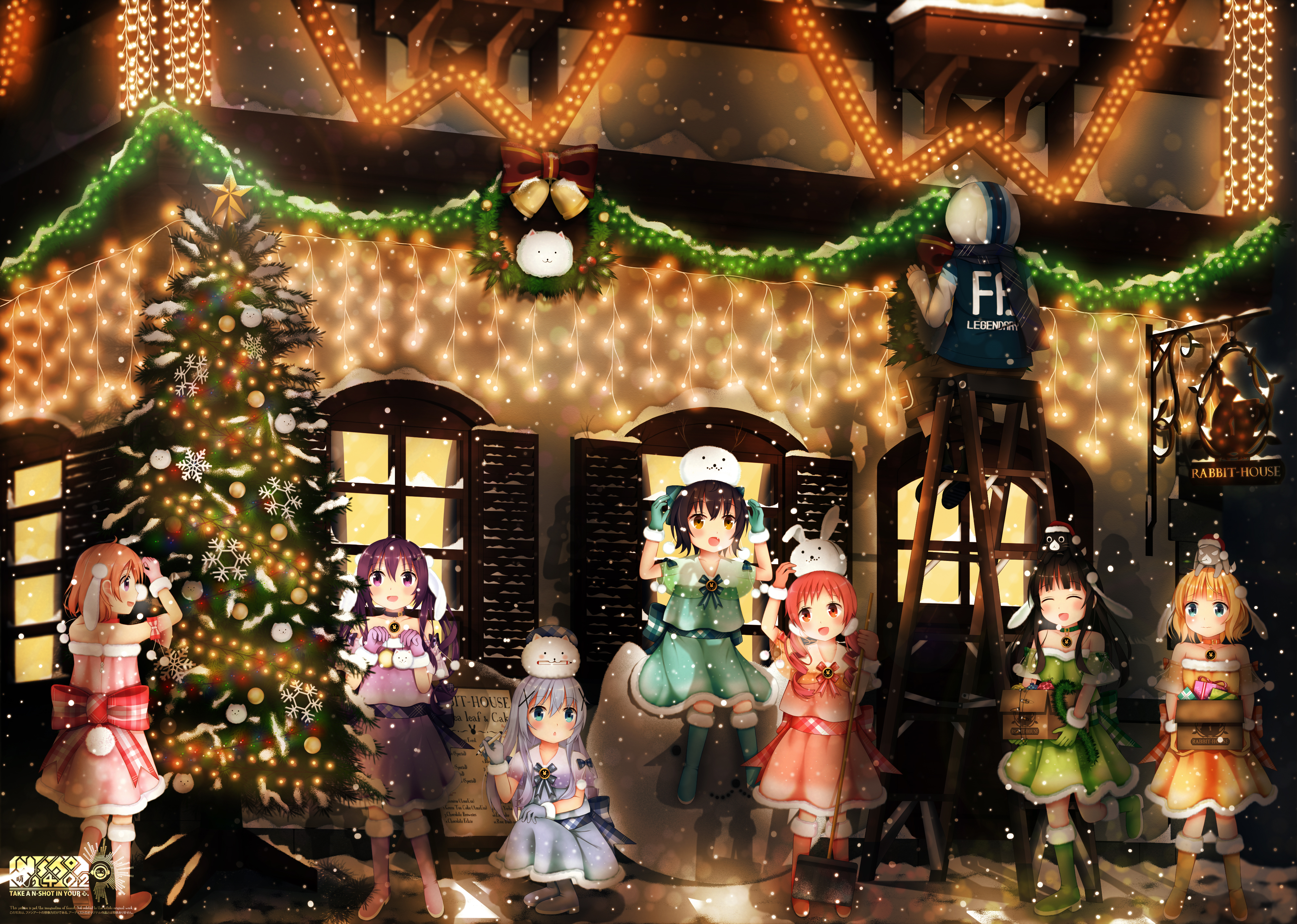 Safebooru - 6+girls absurdres animal ears anko (gochiusa) bare ...