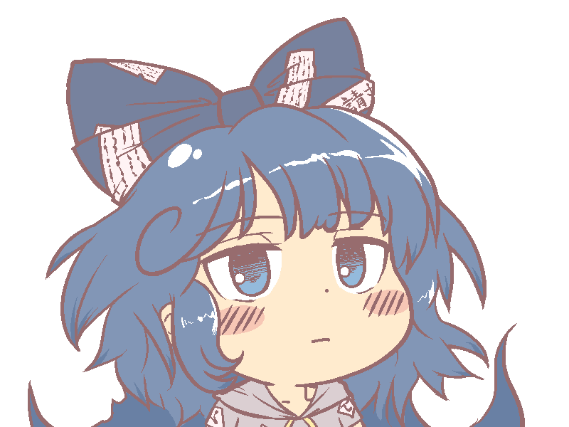 Safebooru - 1girl bangs blue bow blush bow chibi commentary ...