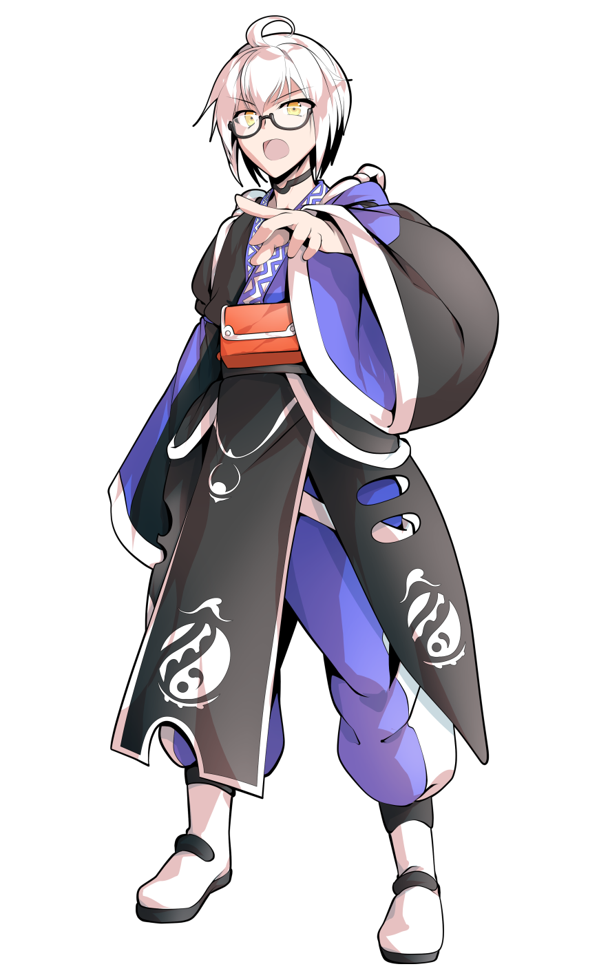 Safebooru - 1boy ahoge alphes (style) arm at side bangs black-framed eyewear black choker boots ...