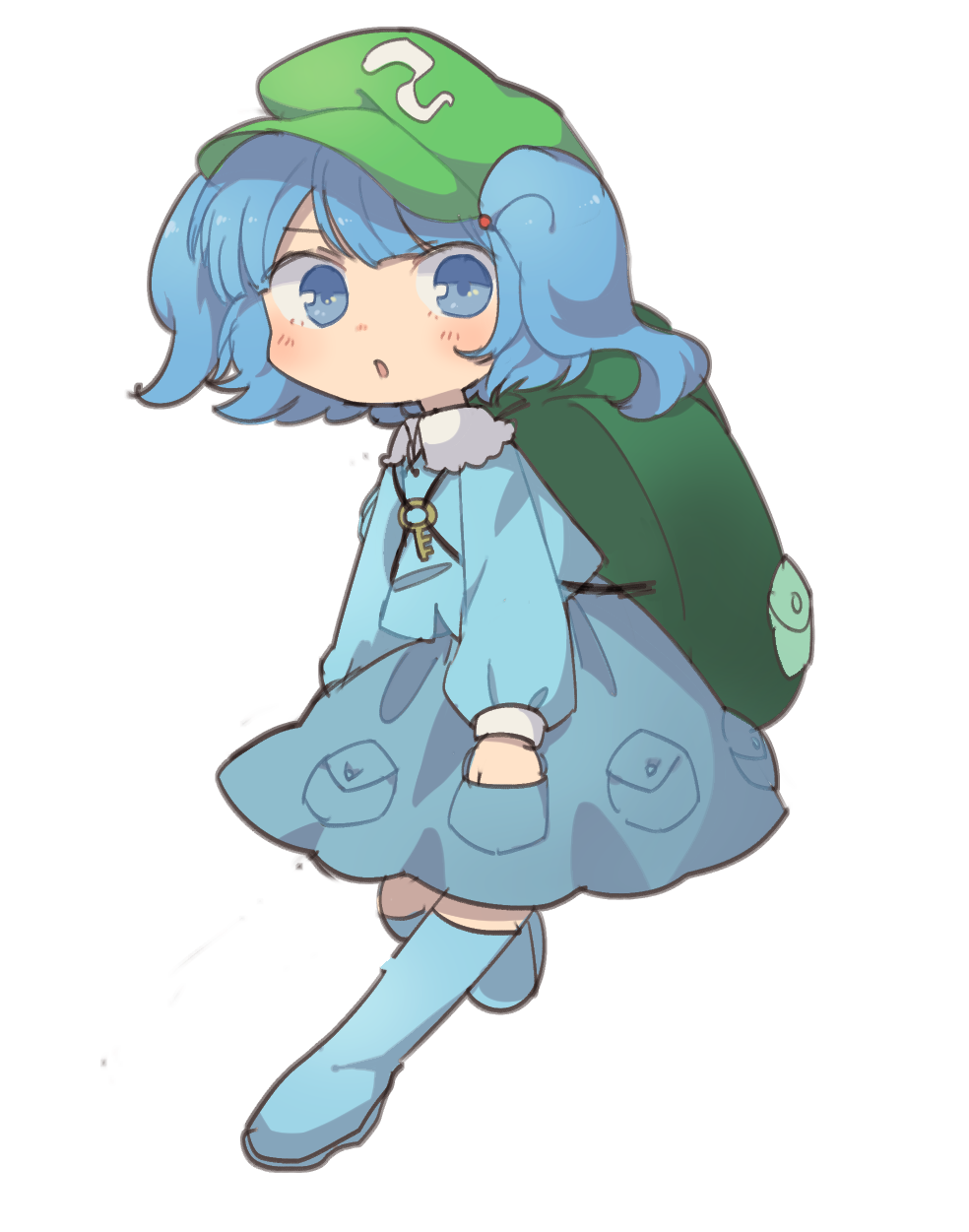 Safebooru - 1girl :o bangs blue eyes blue footwear blue hair blue shirt ...