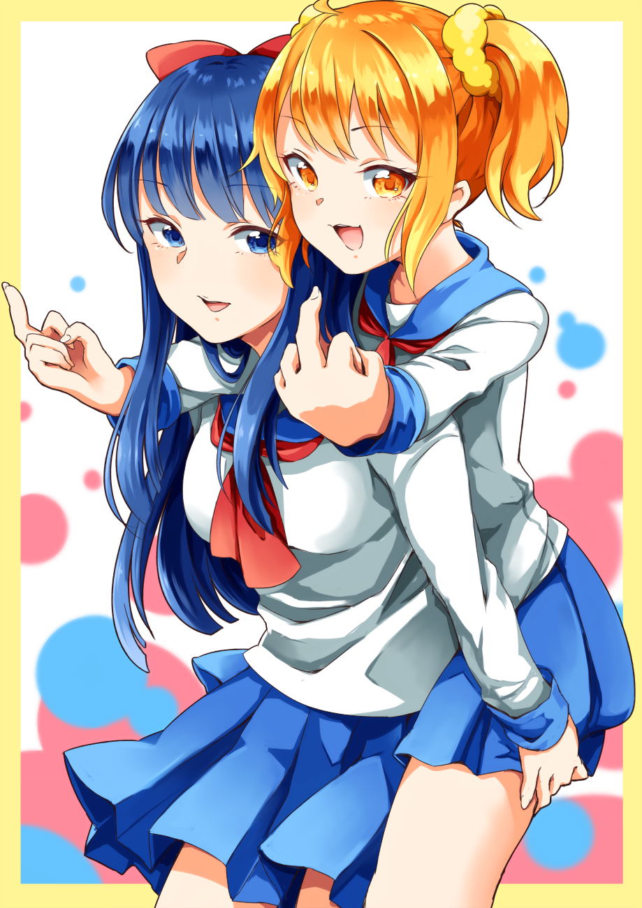 Safebooru - 2girls akira ry0 blue eyes blue hair breasts carrying ...