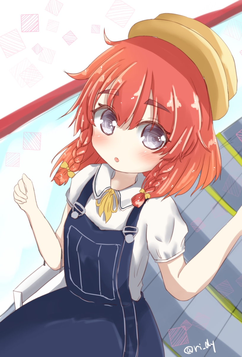 Safebooru - 1girl :o bag bangs blush bow braid brown hat collared shirt ...