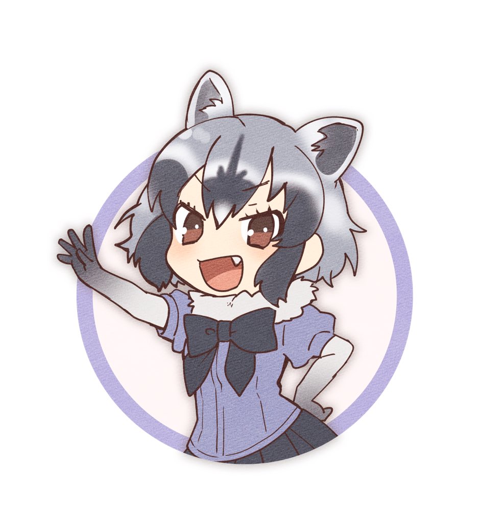 Safebooru - 1girl :d animal ears arm up black gloves black hair black ...