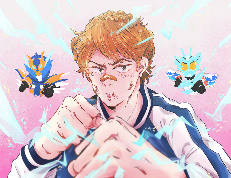 Safebooru - 1boy bandaid bandaid on nose banjou ryuuga blurry ...