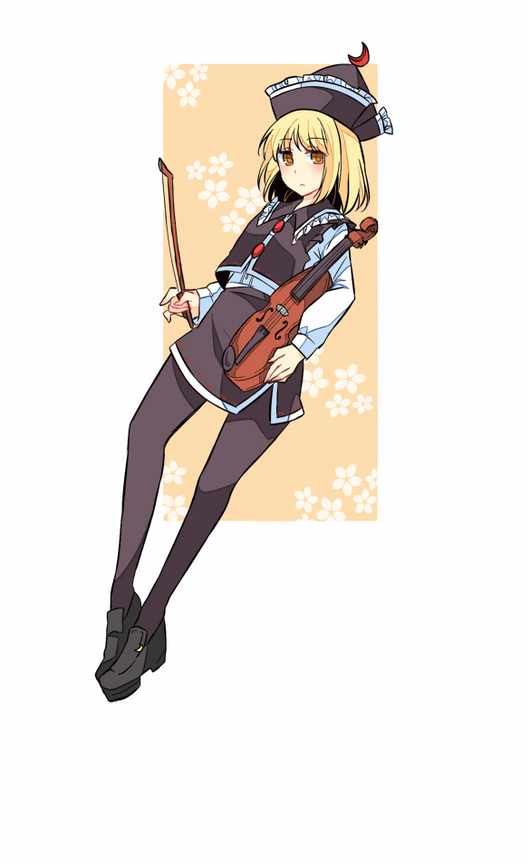 Safebooru - 1girl black legwear blonde hair crescent hat haya taro ...