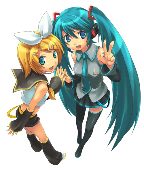 Safebooru - hair ornament hairclip hatsune miku kagamine rin korita ...