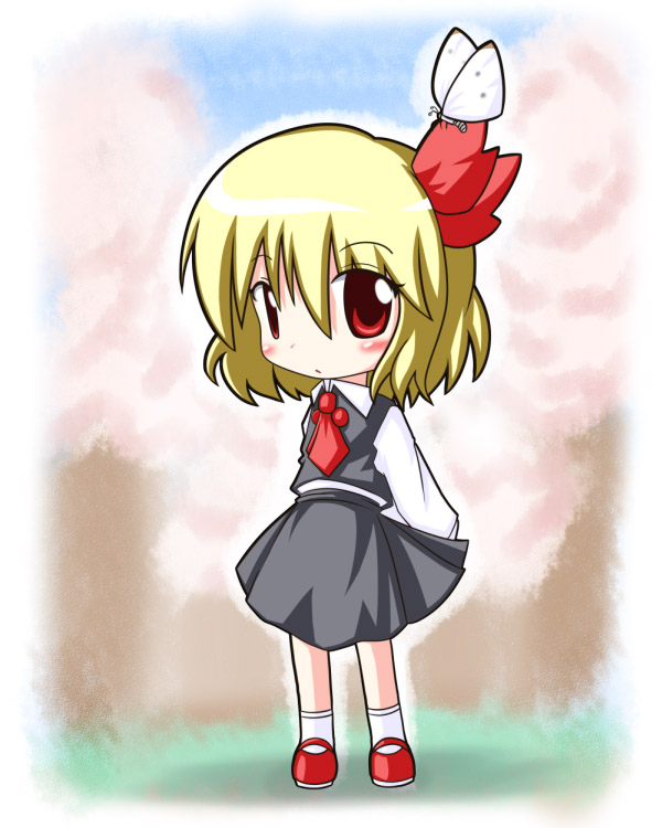 Safebooru - butterfly chibi mary janes r pascal ribbon rumia shoes ...