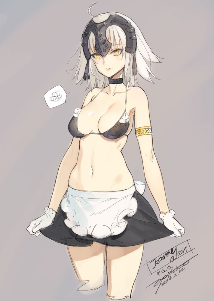 Safebooru - 1girl ahoge alternate costume armlet breasts choker commentary request enmaided fate ...