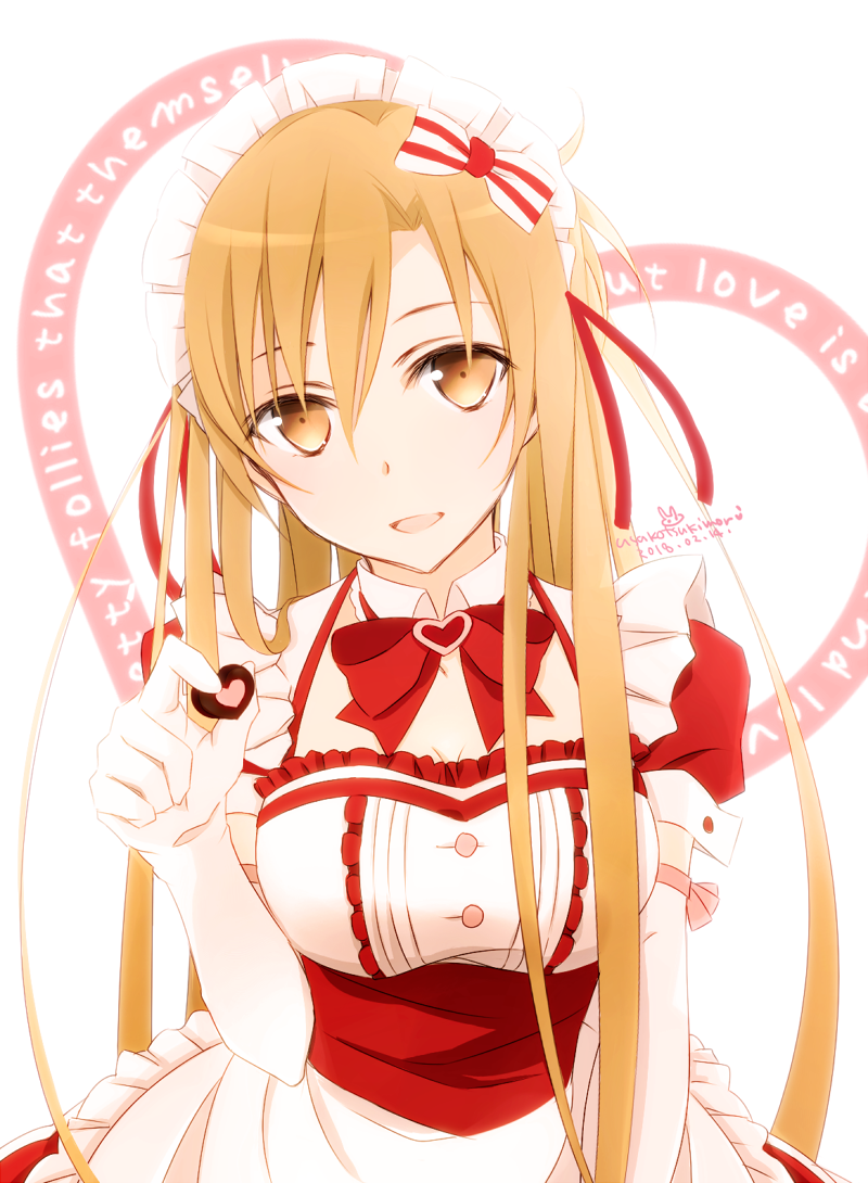 Safebooru - 1girl :d alternate costume apron asuna (sao) bangs blonde ...