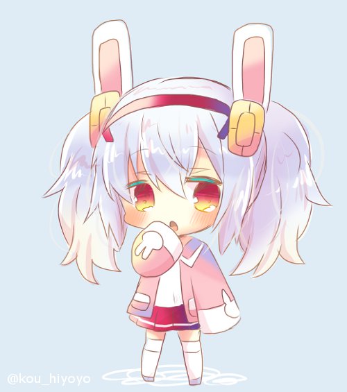 Safebooru - 1girl :o animal ears animal print azur lane blue background ...