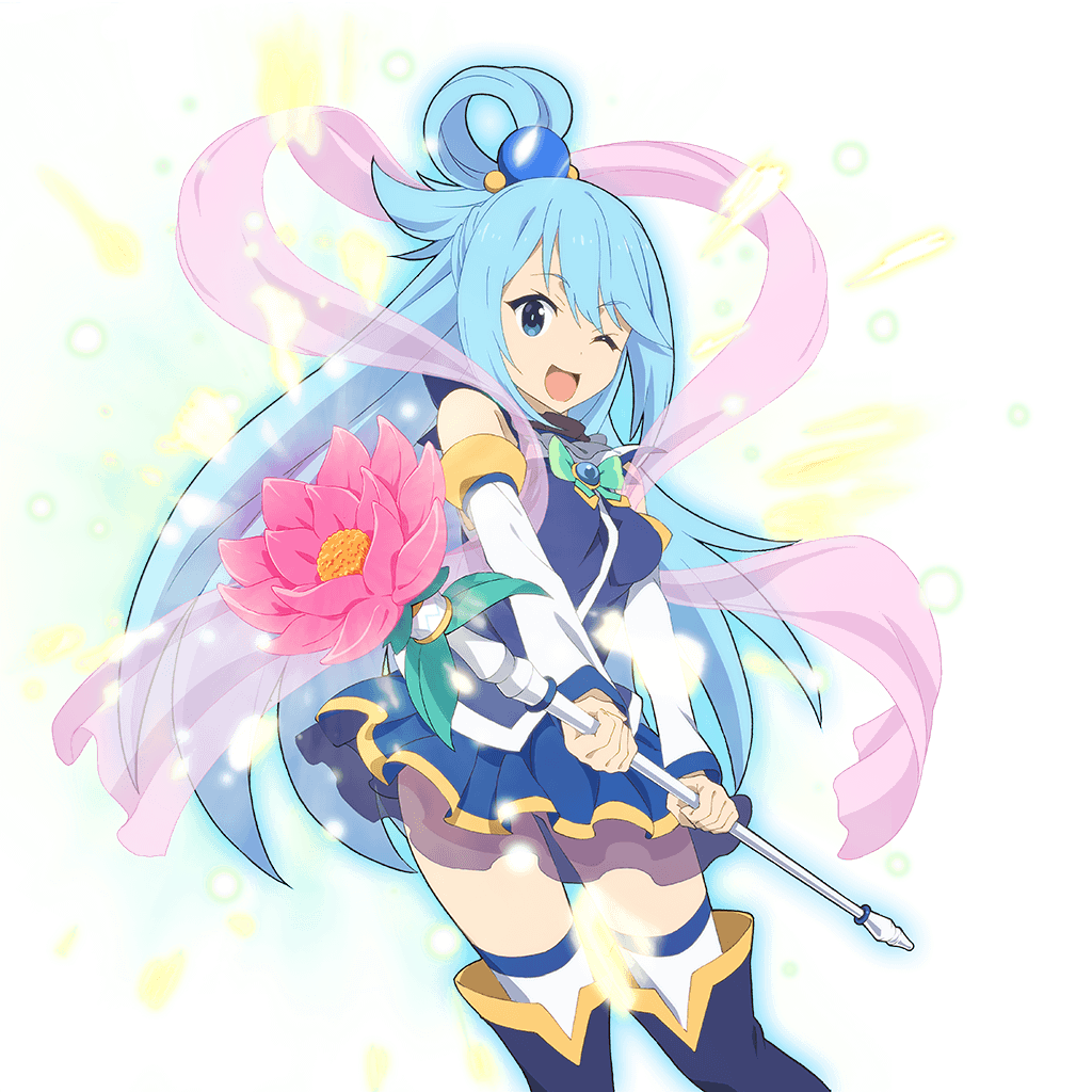 Safebooru - 1girl aqua (konosuba) blue eyes blue footwear blue hair blue legwear blue shirt blue ...