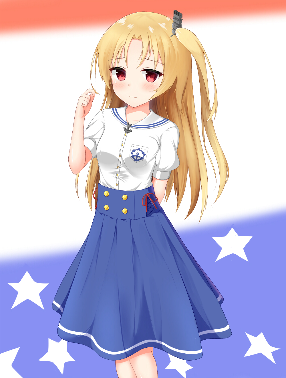 Safebooru - 1girl anchor azur lane bangs blue skirt blush breasts cleveland (azur lane) closed ...