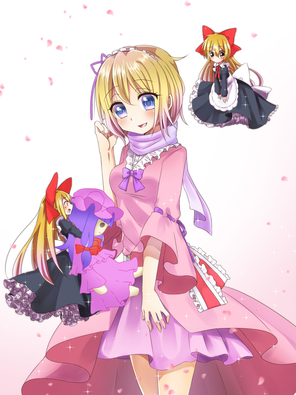 Safebooru - 3girls :d abe suke alice margatroid apron bangs blonde hair blue eyes bow character ...