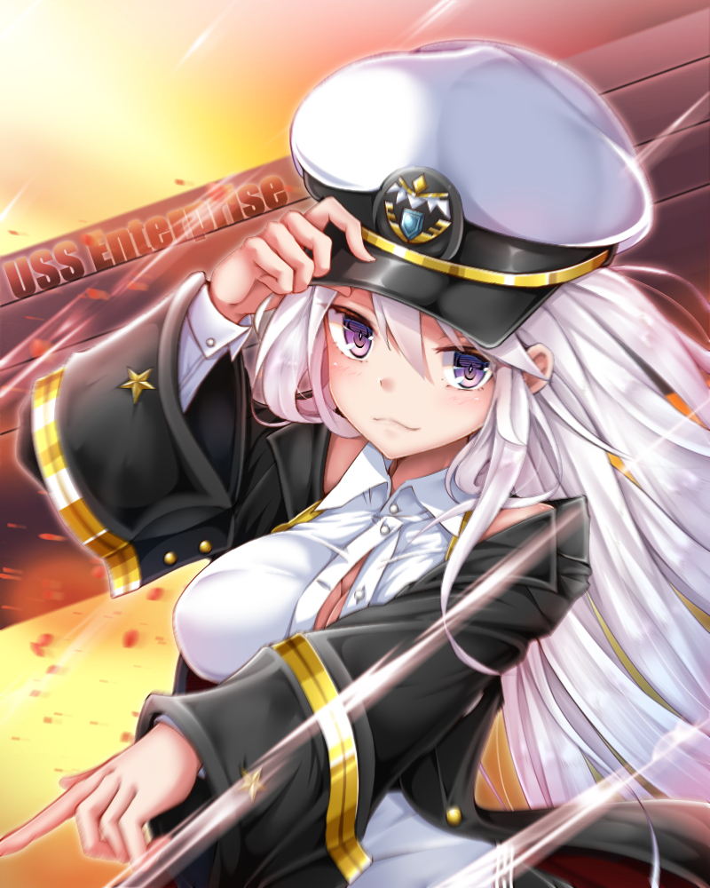 Safebooru - blue eyes dress enterprise (azur lane) long hair white hair | 2462621