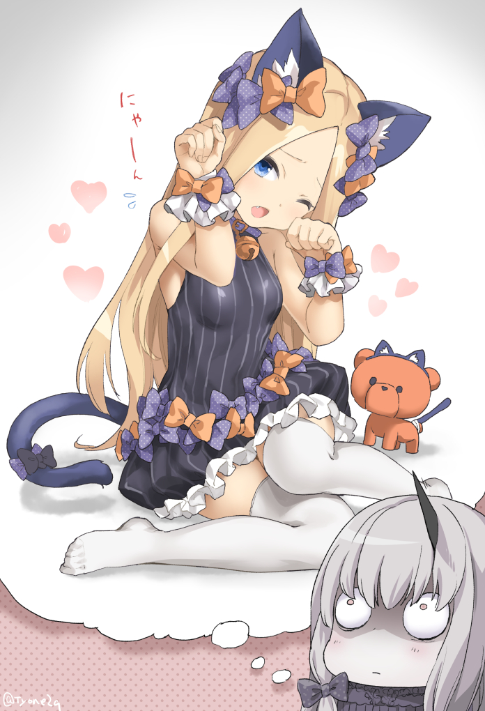 Safebooru - 2girls ;o abigail williams (fate/grand order) animal ears bangs black bow black ...