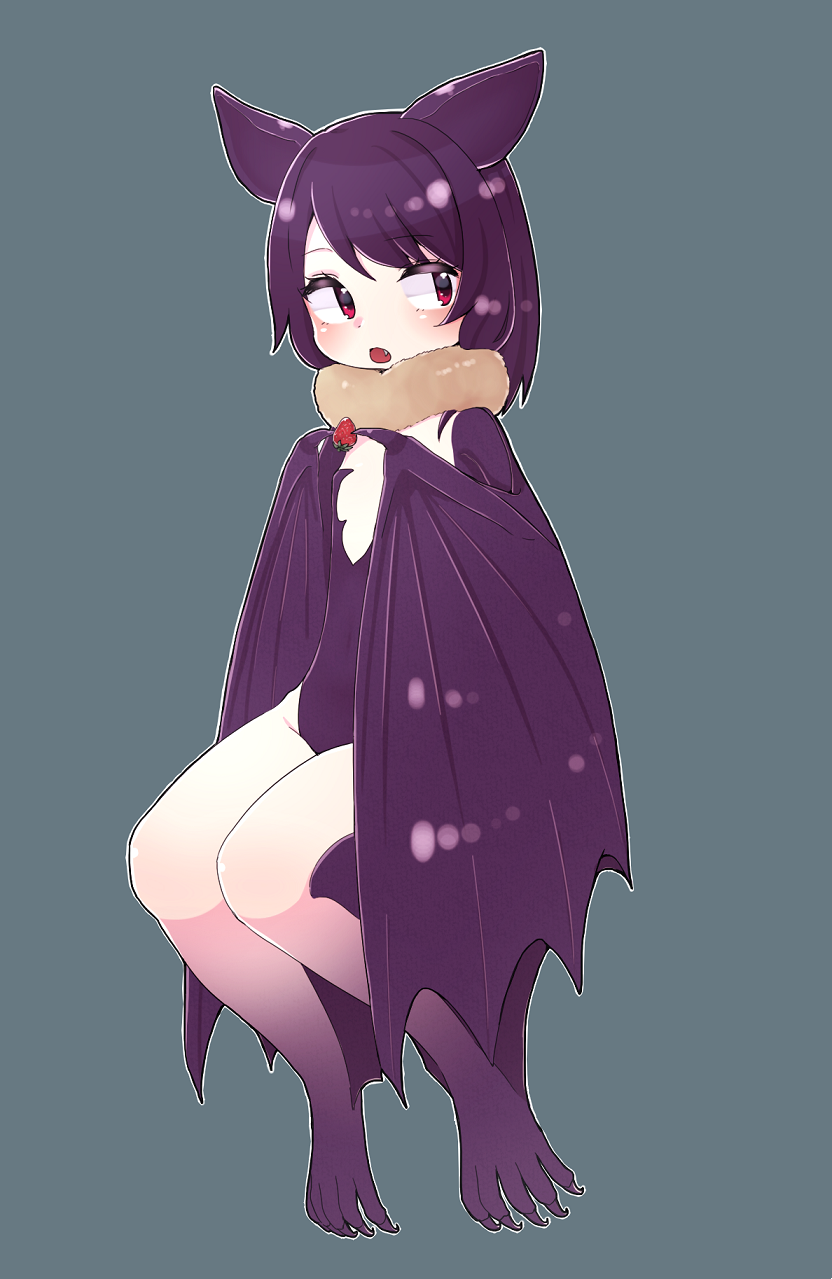 Safebooru - 1girl bat ears bat girl bat wings blue background blush claws eyebrows visible ...