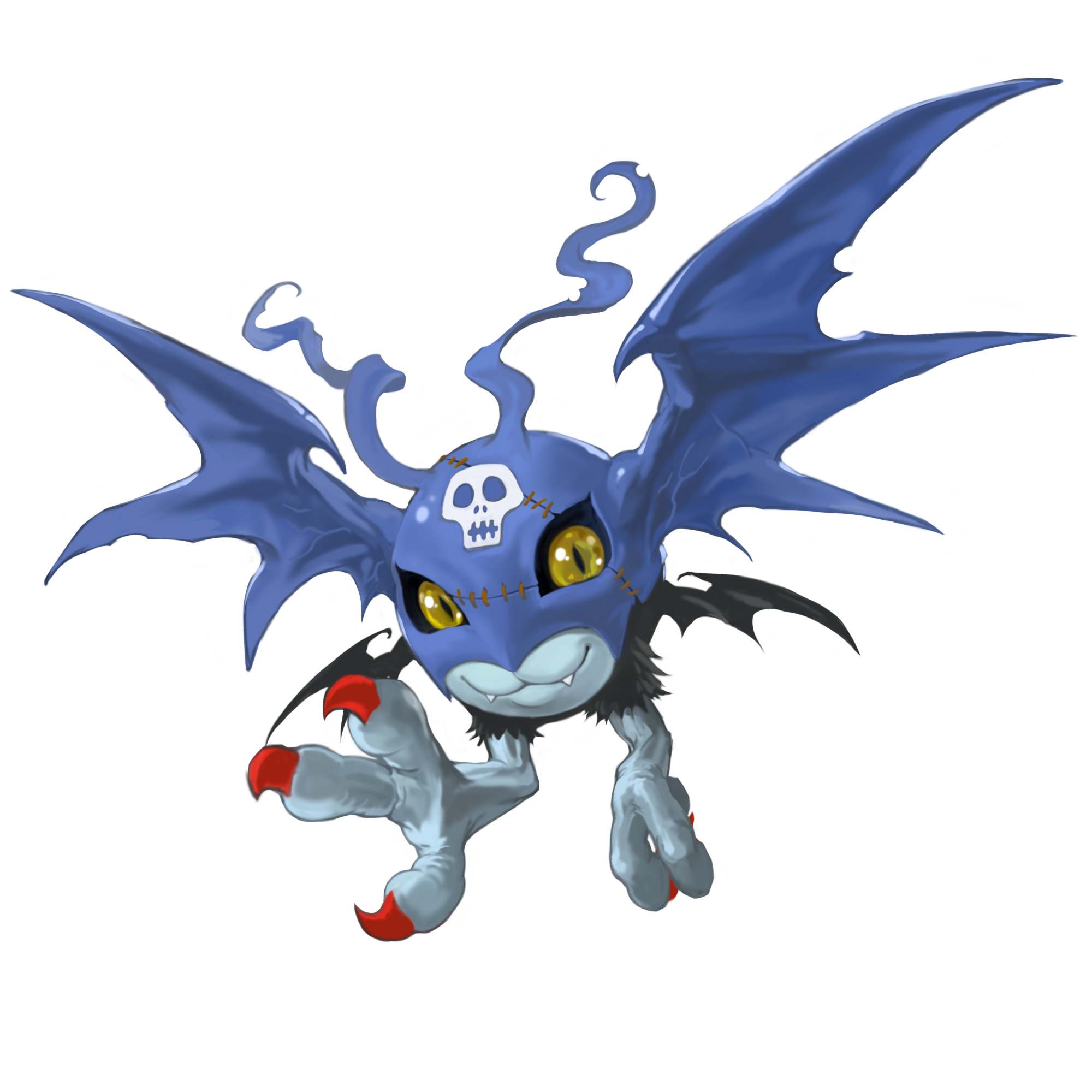 Safebooru - bat wings black sclera digimon fangs highres ittenn-h no ...