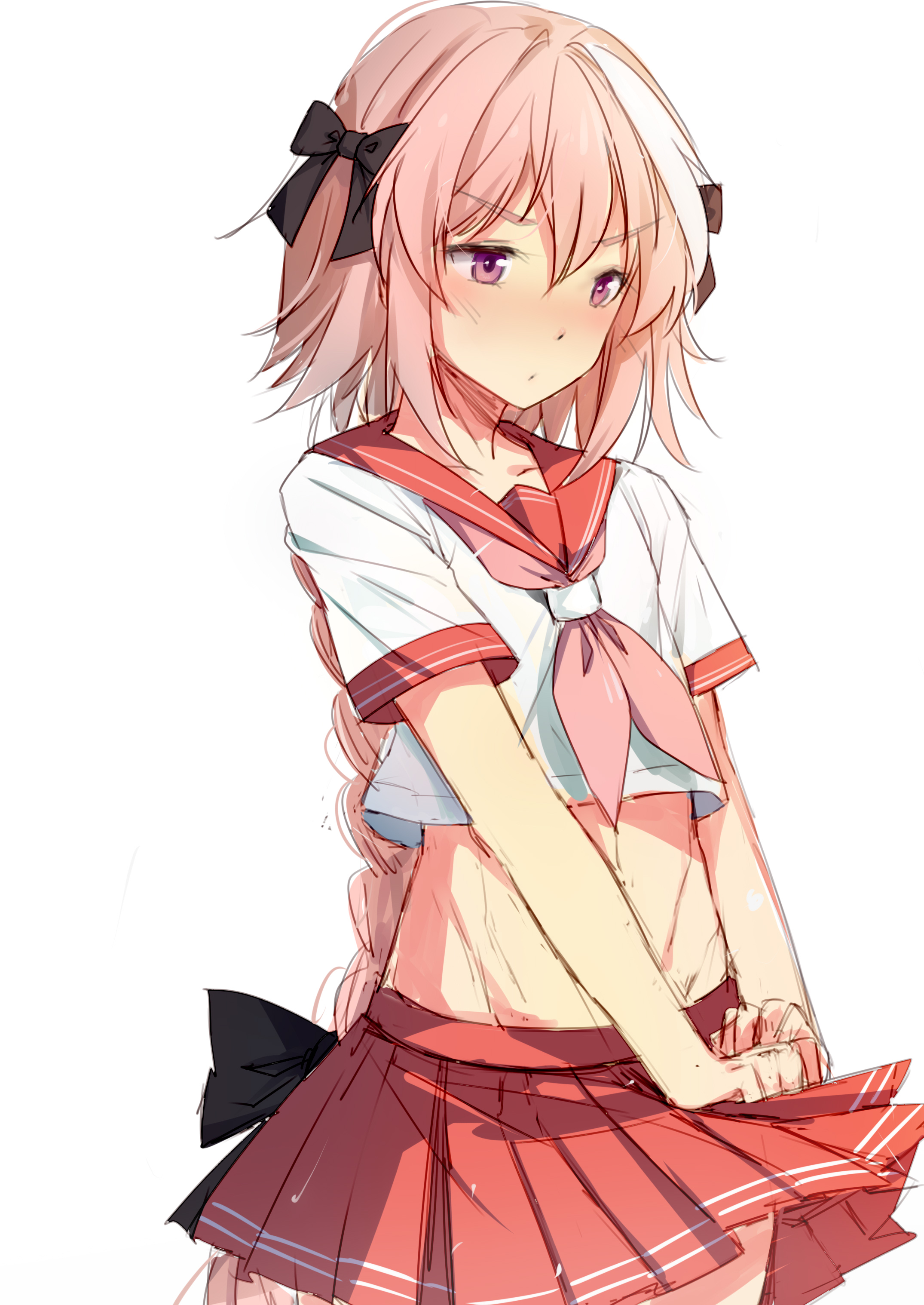 Safebooru - 1boy absurdres astolfo (fate) bangs black bow black ribbon blush bow braid closed ...