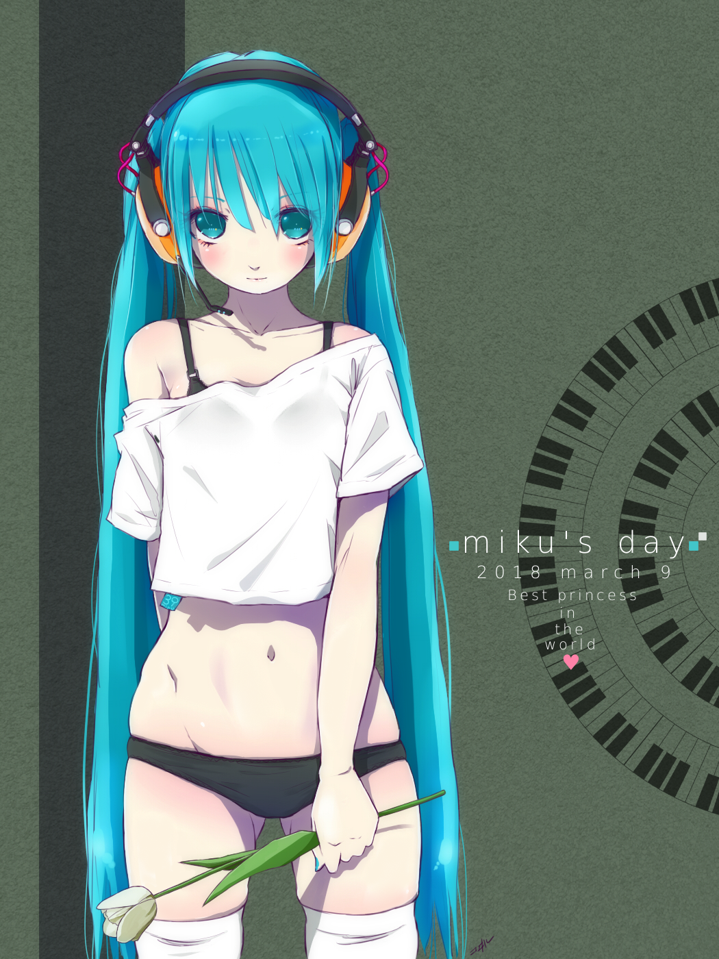 Safebooru - 1girl aqua eyes black bra black panties blue hair blush bra bra strap character name ...