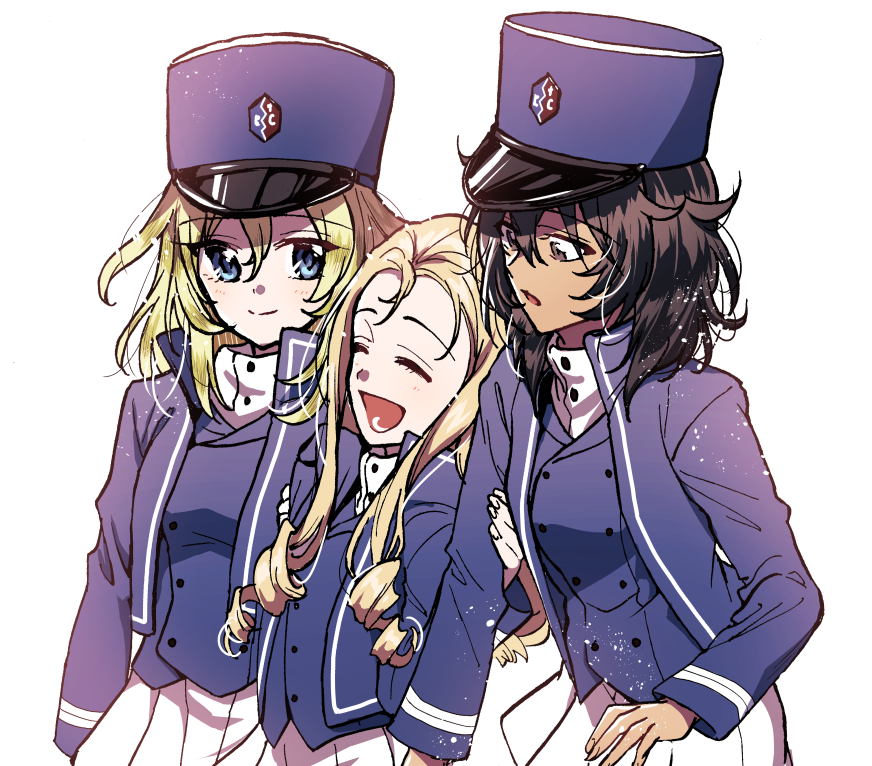 Safebooru - 3girls andou (girls und panzer) arm grab bc freedom (emblem) bc freedom military ...