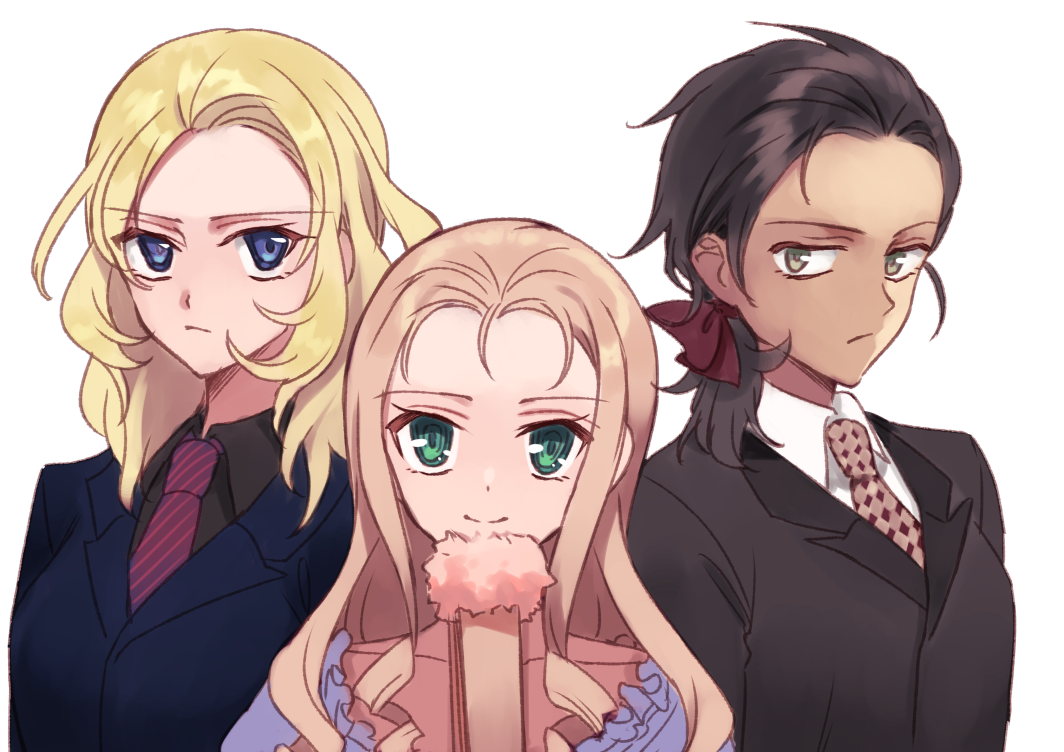 Safebooru - 3girls alternate costume alternate hairstyle andou (girls und panzer) bangs black ...