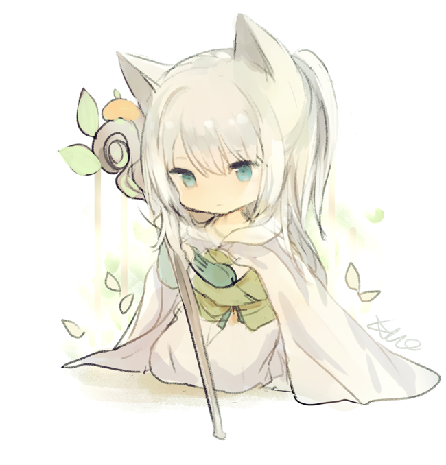 Safebooru - 1girl animal ears bangs blue eyes cape cat ears chibi ...