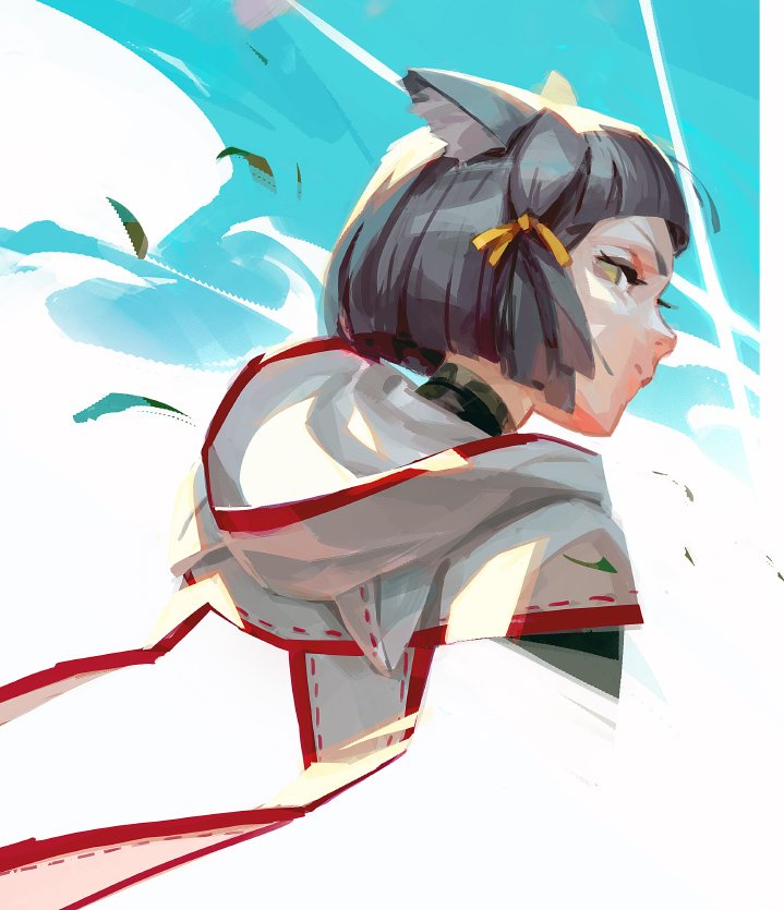 Safebooru - 1girl animal ears artist request bangs blunt bangs bodysuit cat ears gloves looking ...