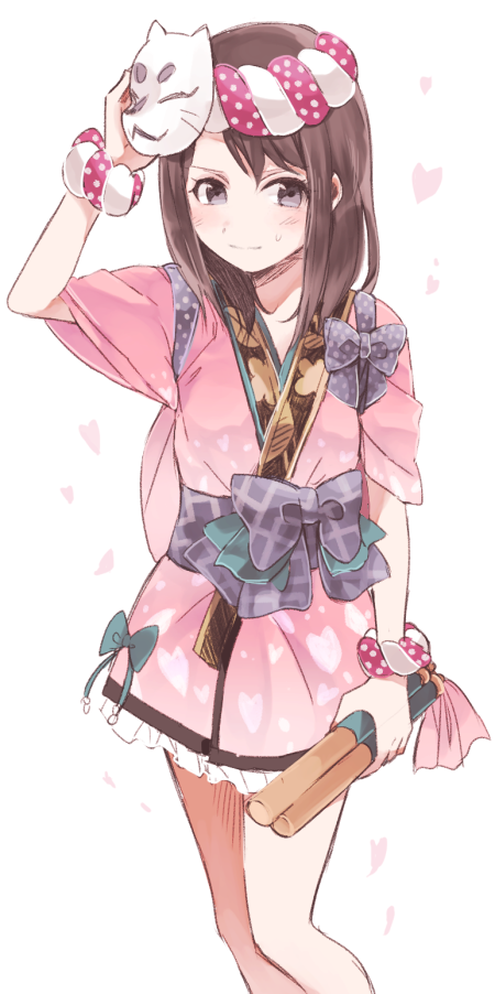 Safebooru - 1girl bang dream! bangs bow brown eyes brown hair fox mask ...