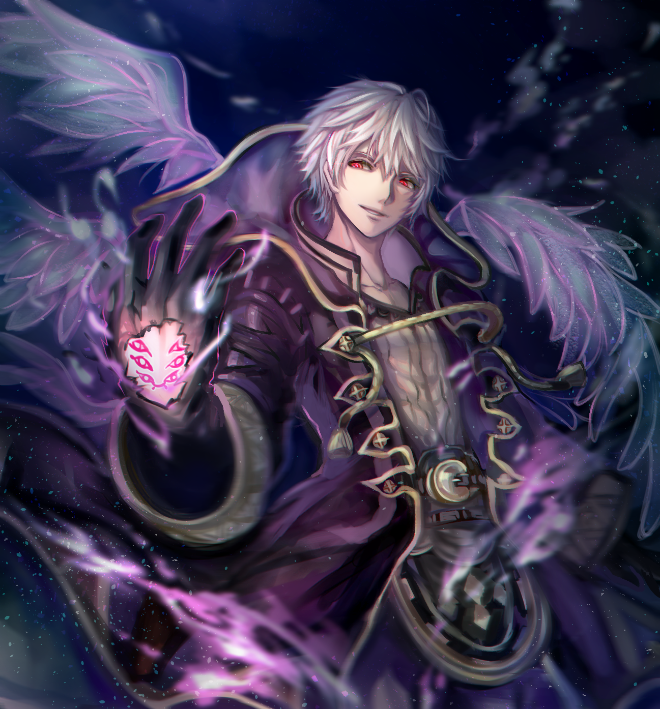 Safebooru - 1boy artist request cape dark persona evil smile fire ...