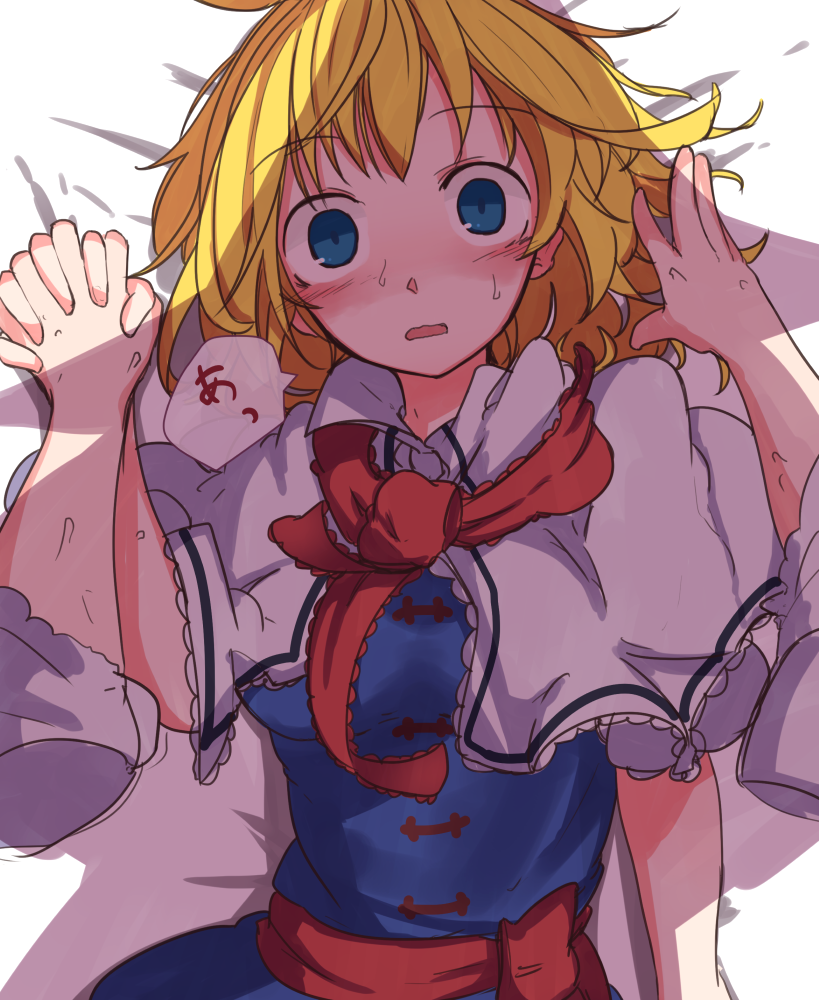 Safebooru - 1girl alice margatroid ascot bangs blonde hair blue eyes blush capelet commentary ...