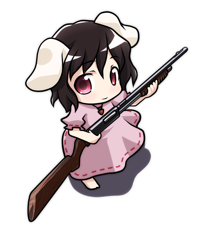Safebooru - black hair bunny ears chibi gun inaba tewi kusaba rabbit ...