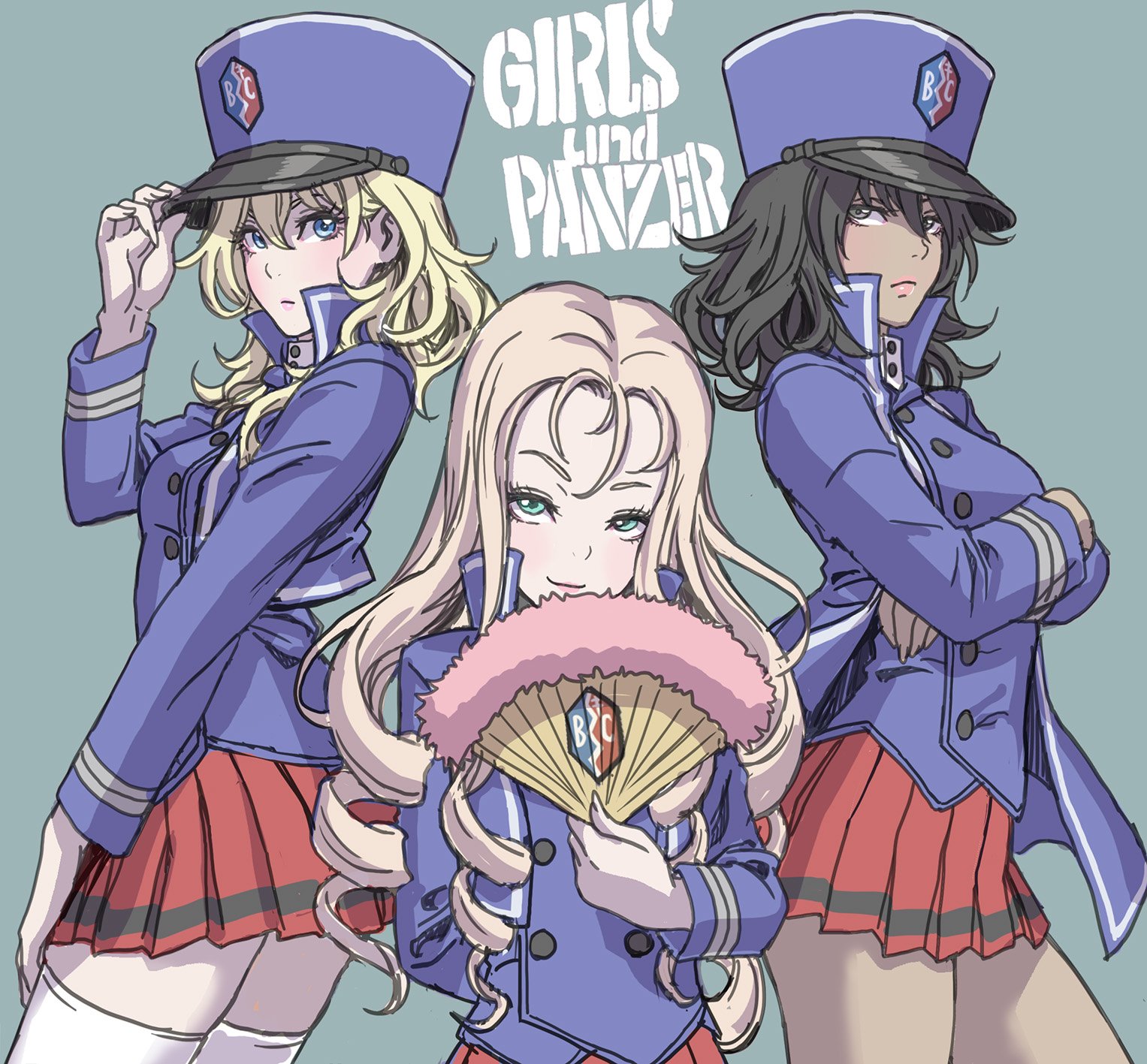 Safebooru - 3girls adjusting clothes adjusting hat alternate skirt andou (girls und panzer) arm ...