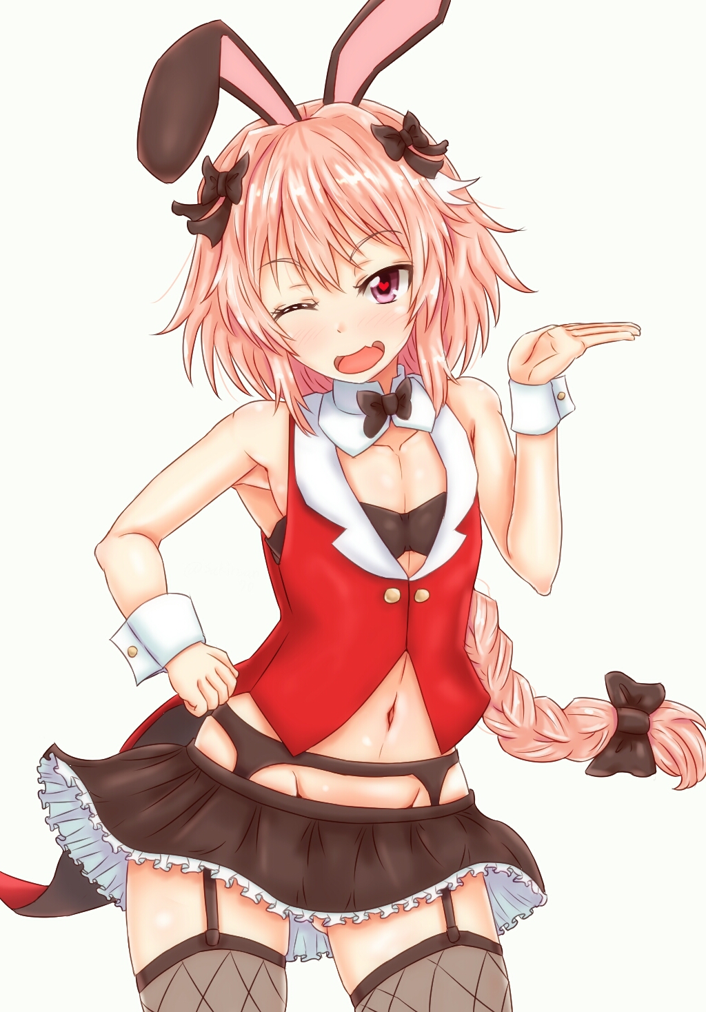 Safebooru - 1boy ;d animal ears armpits astolfo (fate) bangs bare arms bare shoulders black bow ...