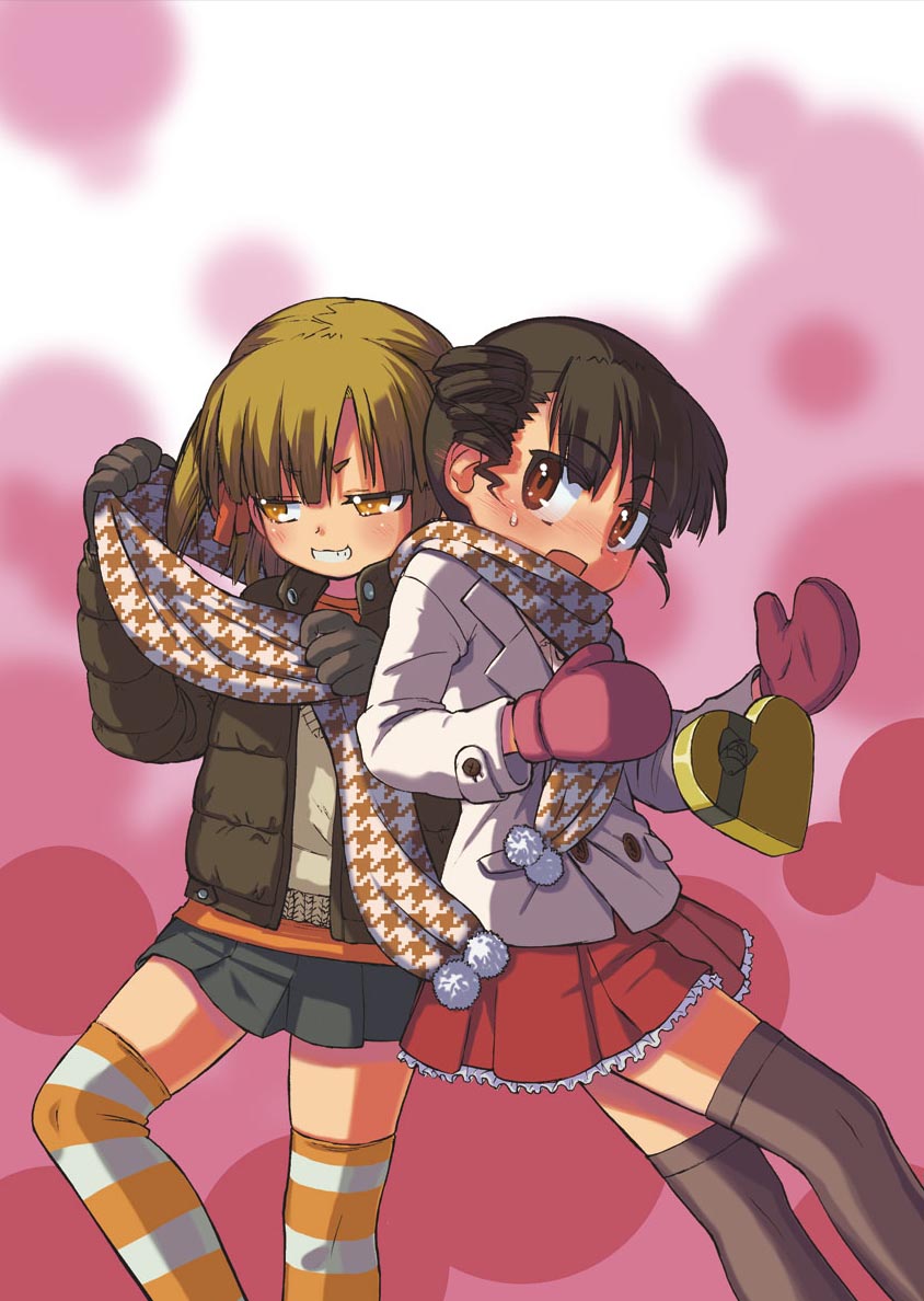 Safebooru - blush brown hair coat drill hair gloves grin marui mitsuba ...