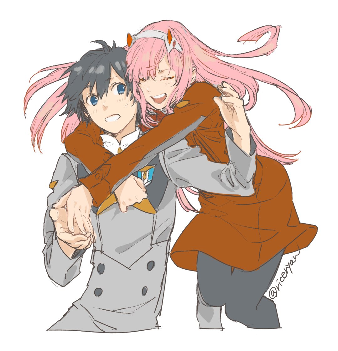 Safebooru - 1boy 1girl artist name darling in the franxx hiro (darling ...