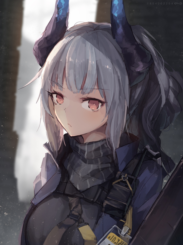 Safebooru - 1girl arknights bandanna bangs black bandana black shirt blue jacket brown eyes ...