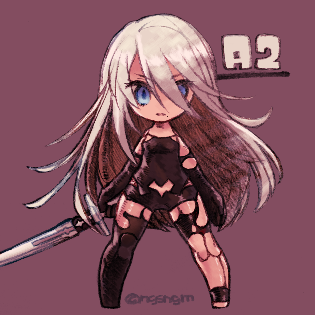 Safebooru - 1girl android arms at sides bare shoulders black gloves ...