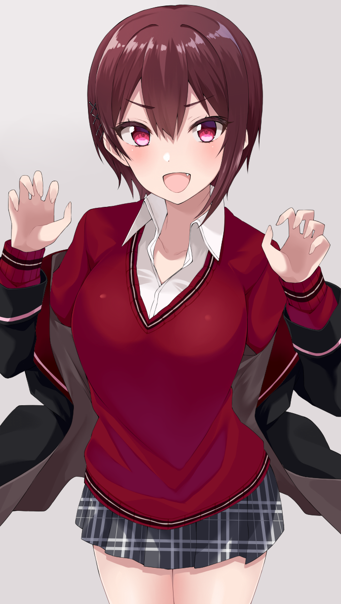 Safebooru - 1girl bangs black jacket black skirt brown hair character ...