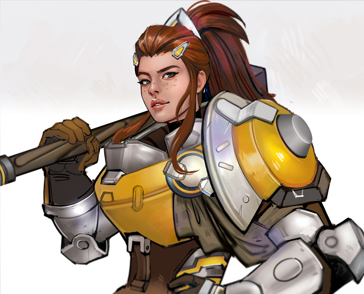 Safebooru - 1girl brigitte (overwatch) brown eyes brown hair eyebrows ...