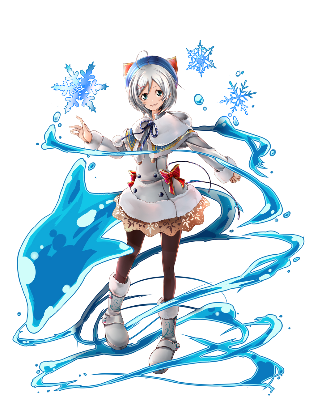 Safebooru - 1girl amai nekuta antenna hair black legwear blue eyes blue ...